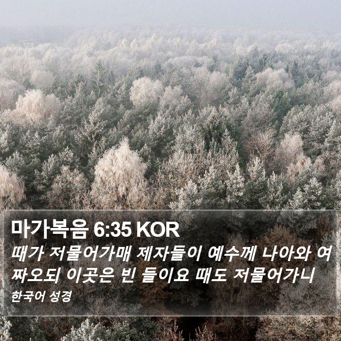 마가복음 6:35 KOR - 때가 저물어가매 제자들이 예수께