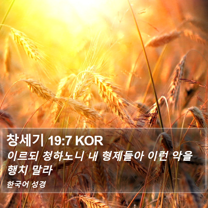 창세기 19:7 KOR - 이르되 청하노니 내 형제들아 이런